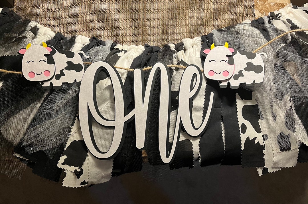 Cow 1st Birthday Banner/cow Pattern Babys First Birthday Highchair or ...