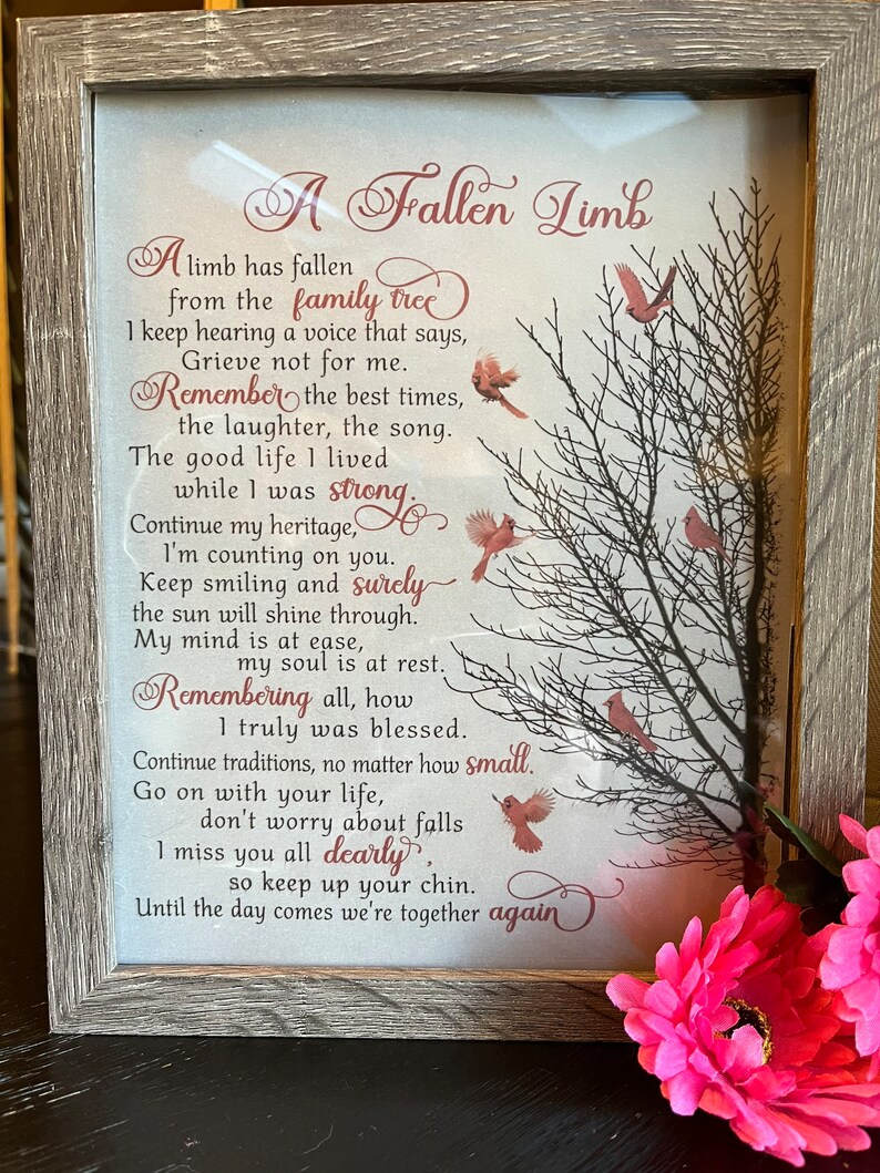 Memorial Shadowbox, "a Limb Has Fallen" Poem, Sympathy Gift - Etsy