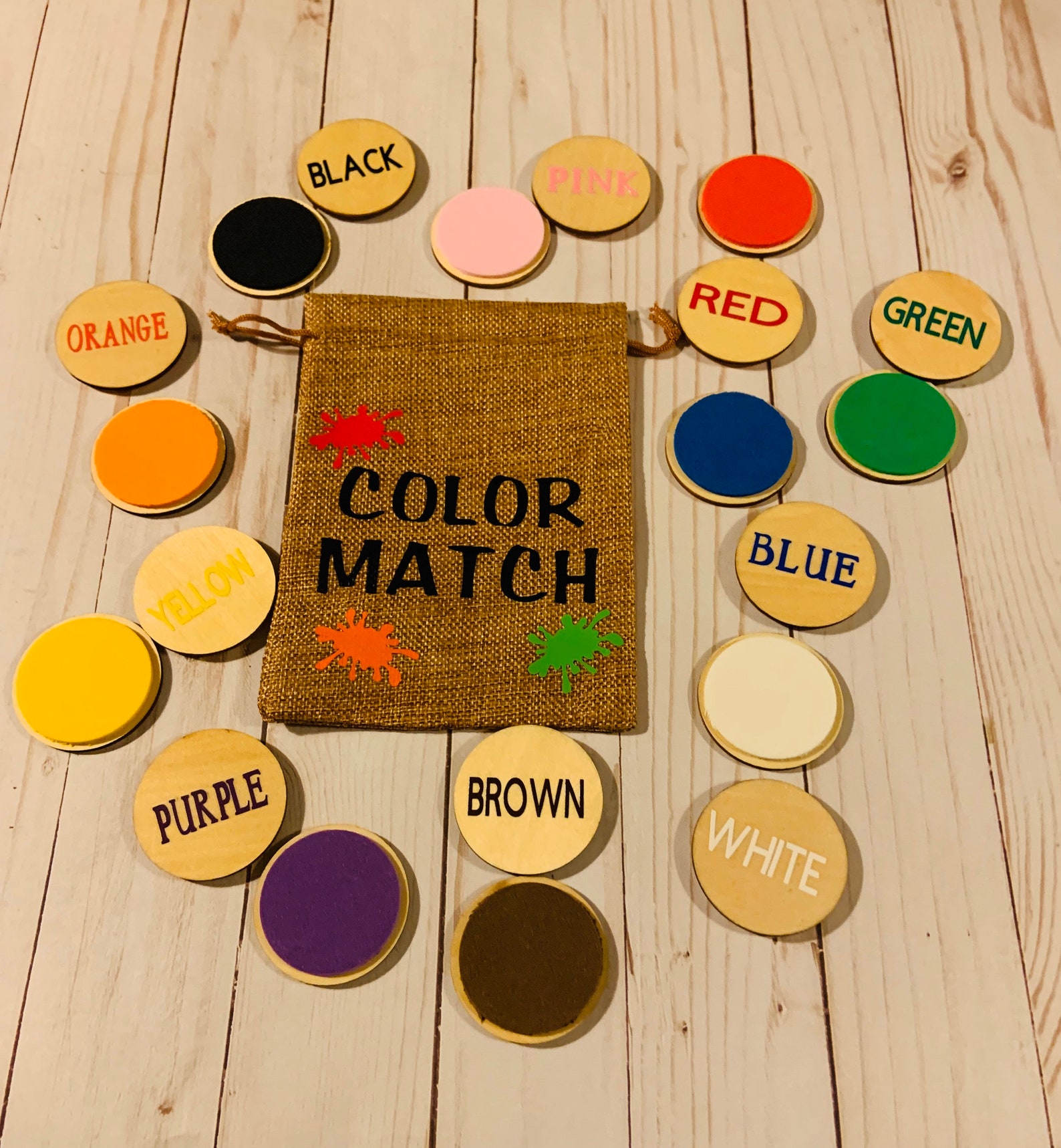 Montessori Sensory Matching Colors Game/wooden Prek Color | Etsy