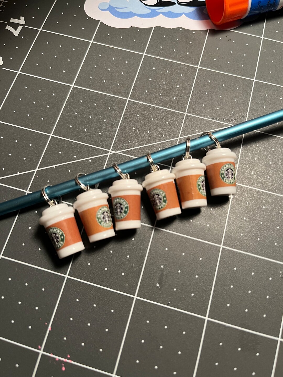 Coffee Cup Stitch Markers: Bucks Coffee Mug Design, Knit & Crochet, Set ...