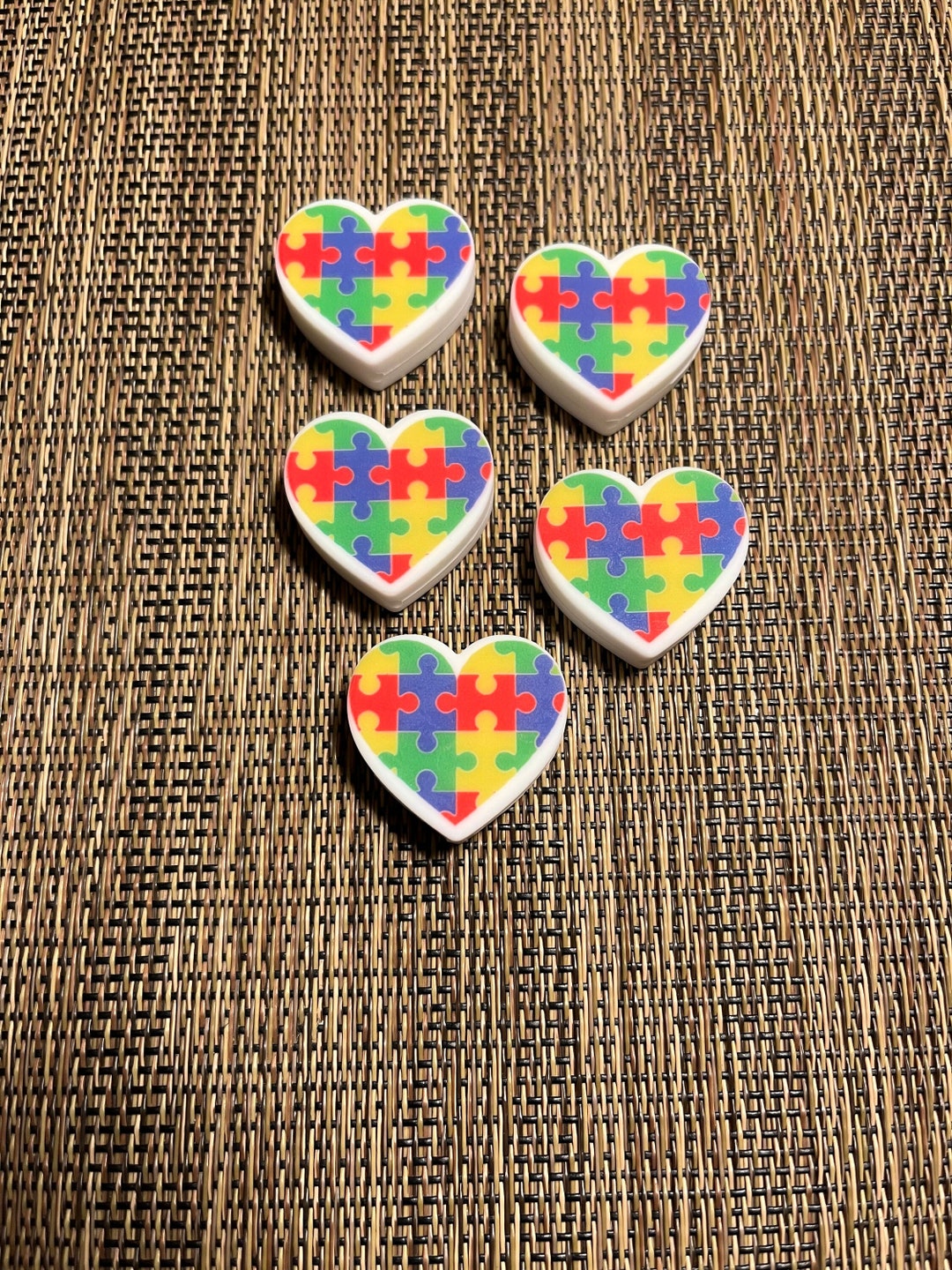 Autism Awareness Puzzle Heart Focal Bead/silicone Autism Heart With ...