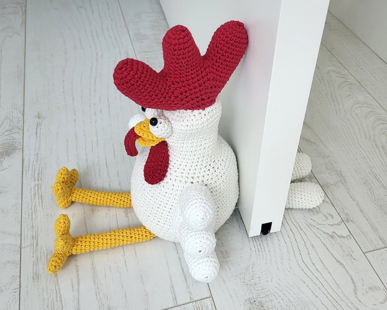 Rooster Door Stopper Crochet Rooster Crochet Pattern Doorstop PDF ...