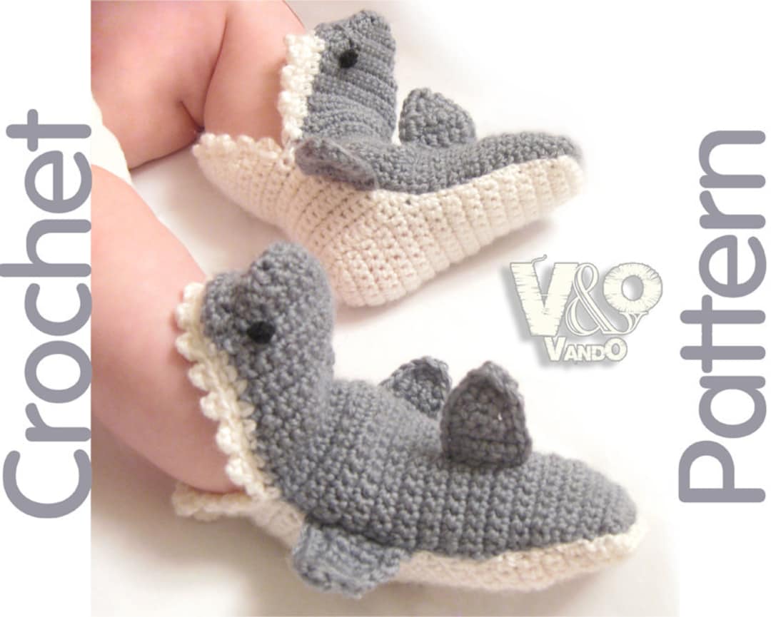 Crochet Pattern Shark Slippers, Baby Shark Socks 0-3 Months, Shoes ...