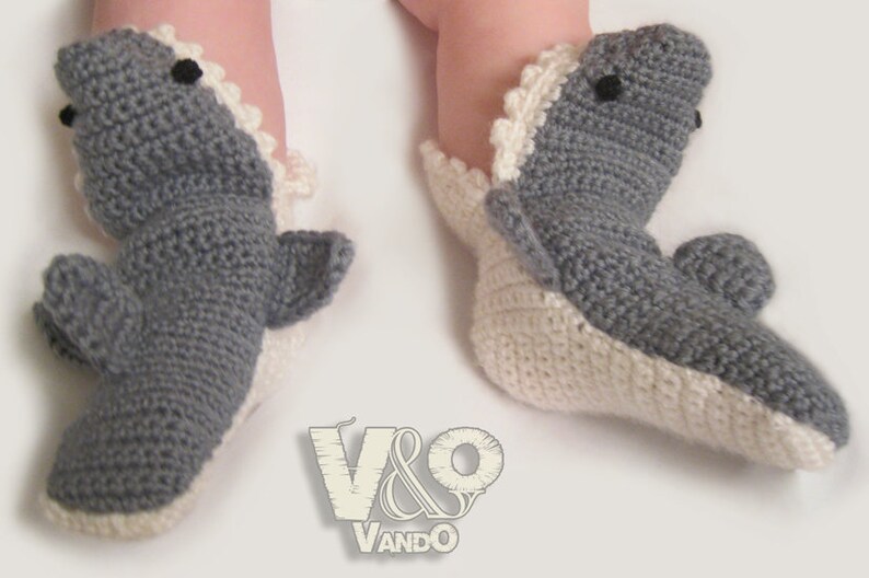 Crochet Pattern Shark Slippers, Baby Shark Socks 0-3 Months, Shoes ...