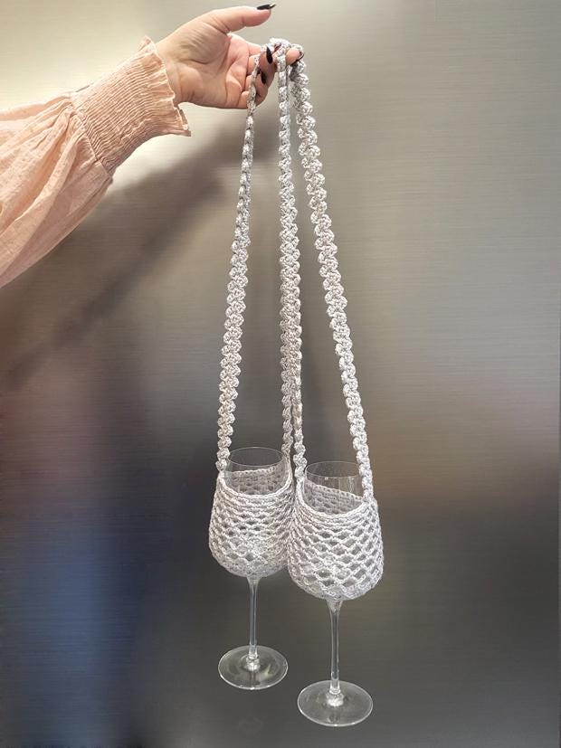 Patron au crochet pour porte-verre à vin, lanière et support pour verre ...