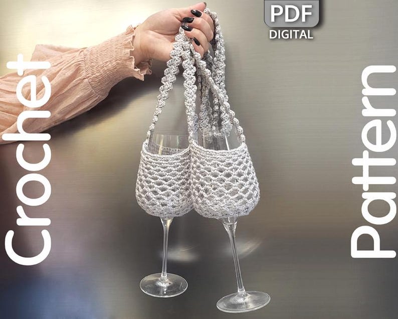 Patron au crochet pour porte-verre à vin, lanière et support pour verre ...