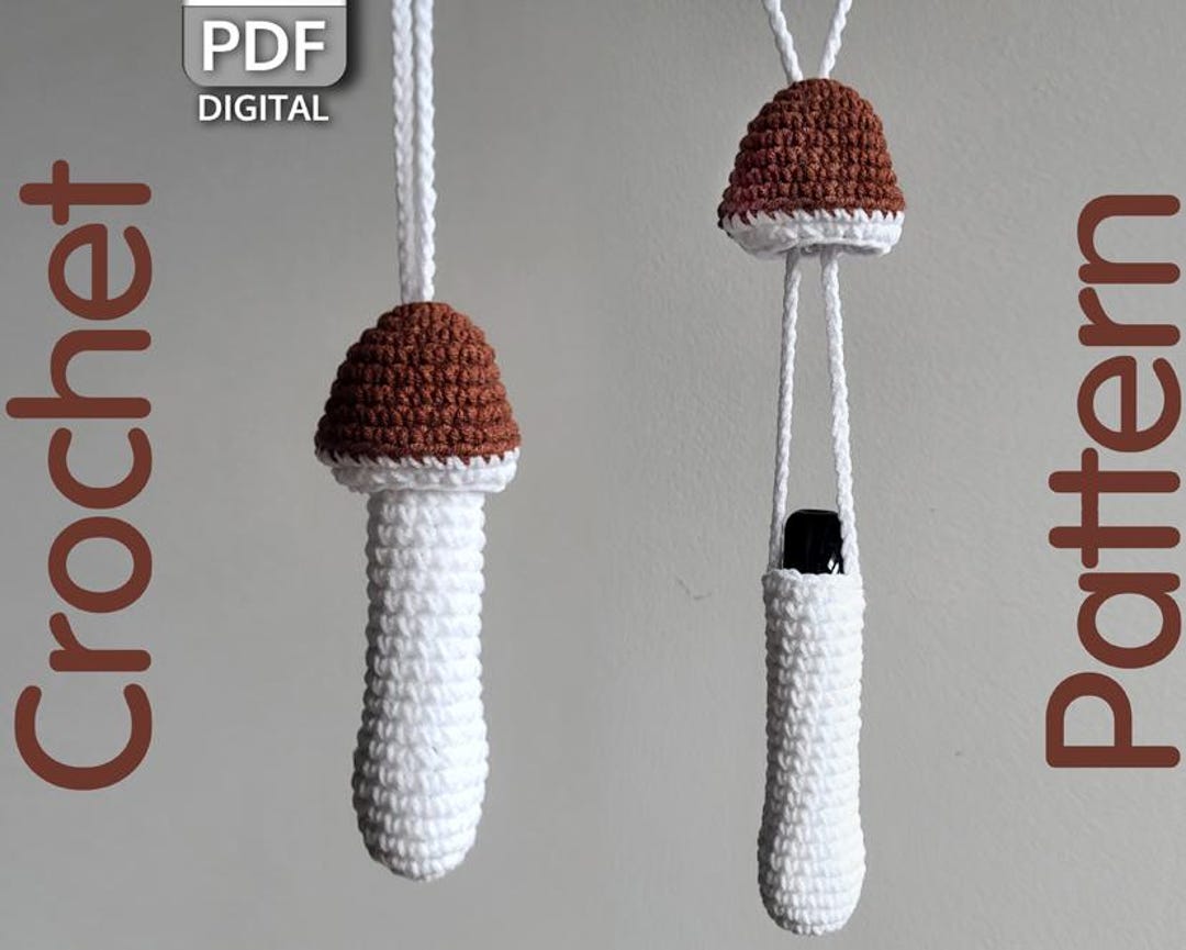 Crochet Vape Pen Holder Mushroom Pattern, Mushroom Vape Holder, Lanyard ...