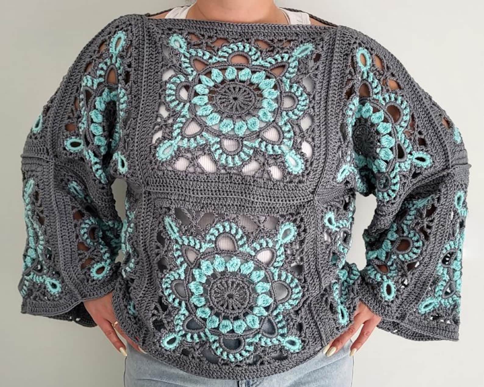 Turkish Granny Square Top Crochet Pattern, Crochet Top, Lacy Top ...