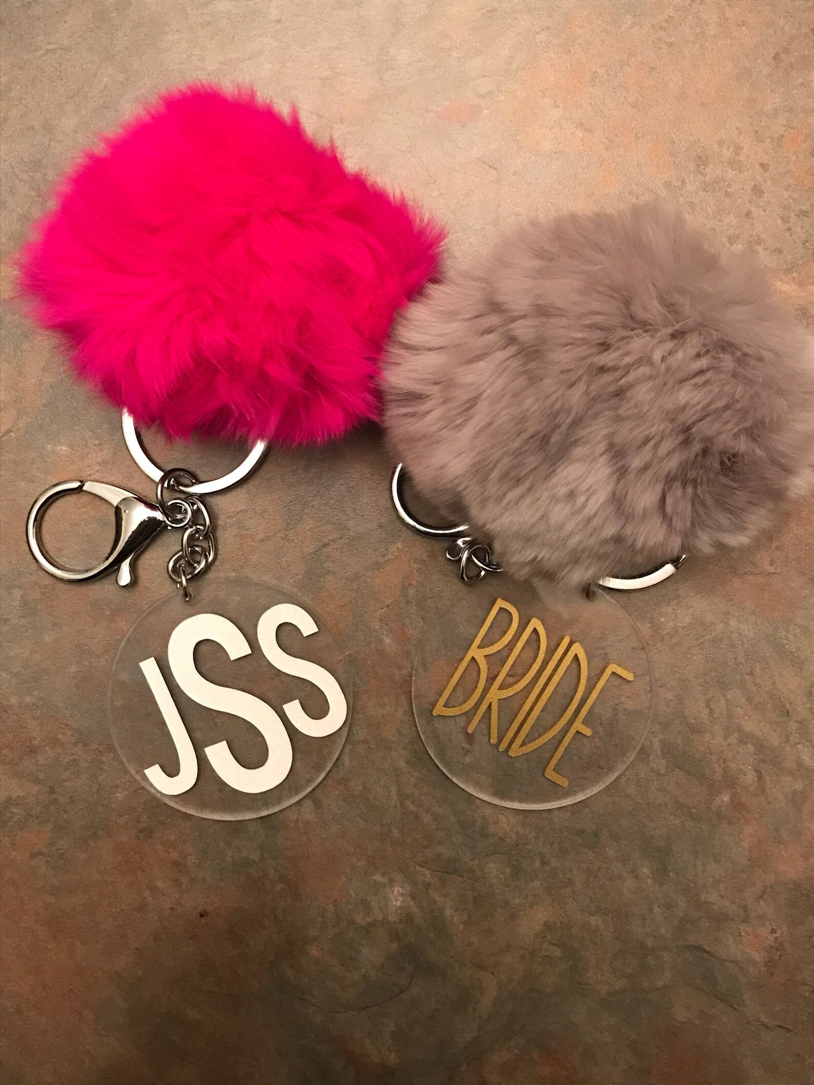 Puff Keychain With Monogram or Custom Text - Etsy