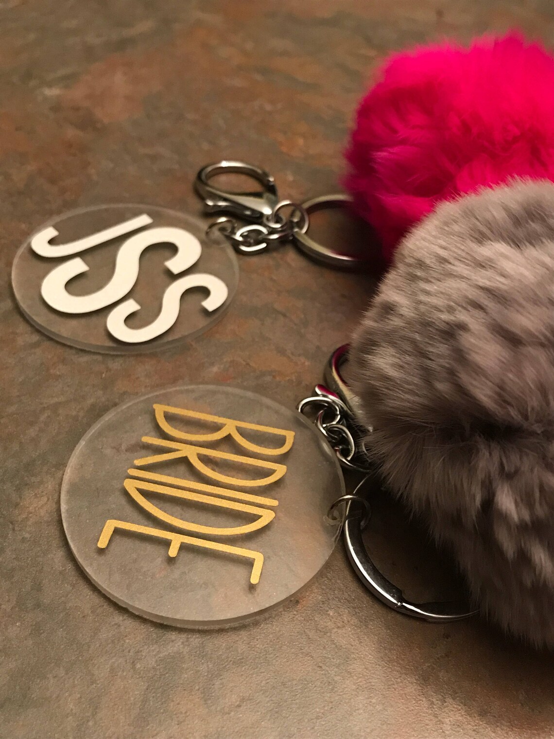 Puff Keychain With Monogram or Custom Text - Etsy