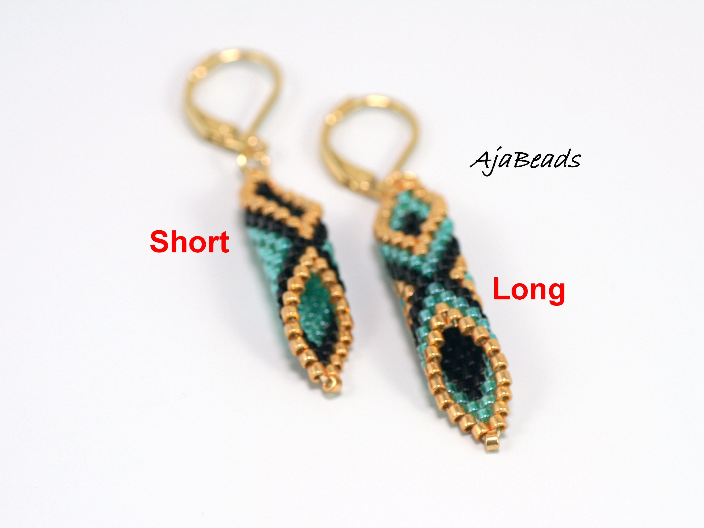 Pterula Earrings - Turquoise-black-gold - Two Versions - Etsy