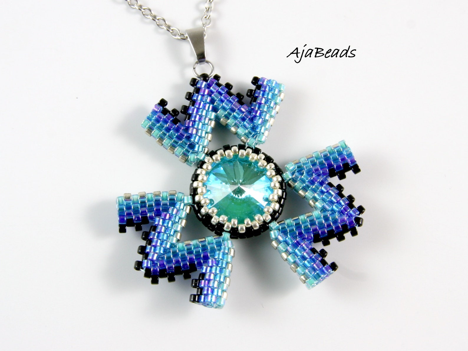 Beading Tutorial Wanda Pendant With Swarovski Rivoli | Etsy