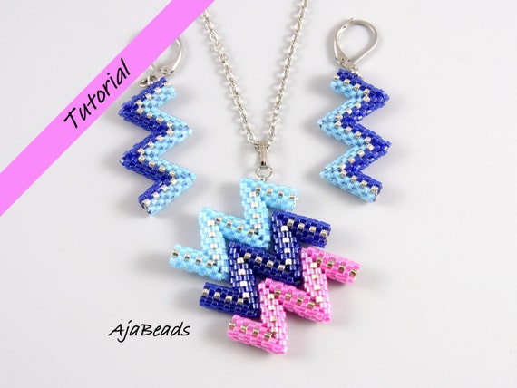 Beading tutorial beaded set Lightning bolts | Etsy