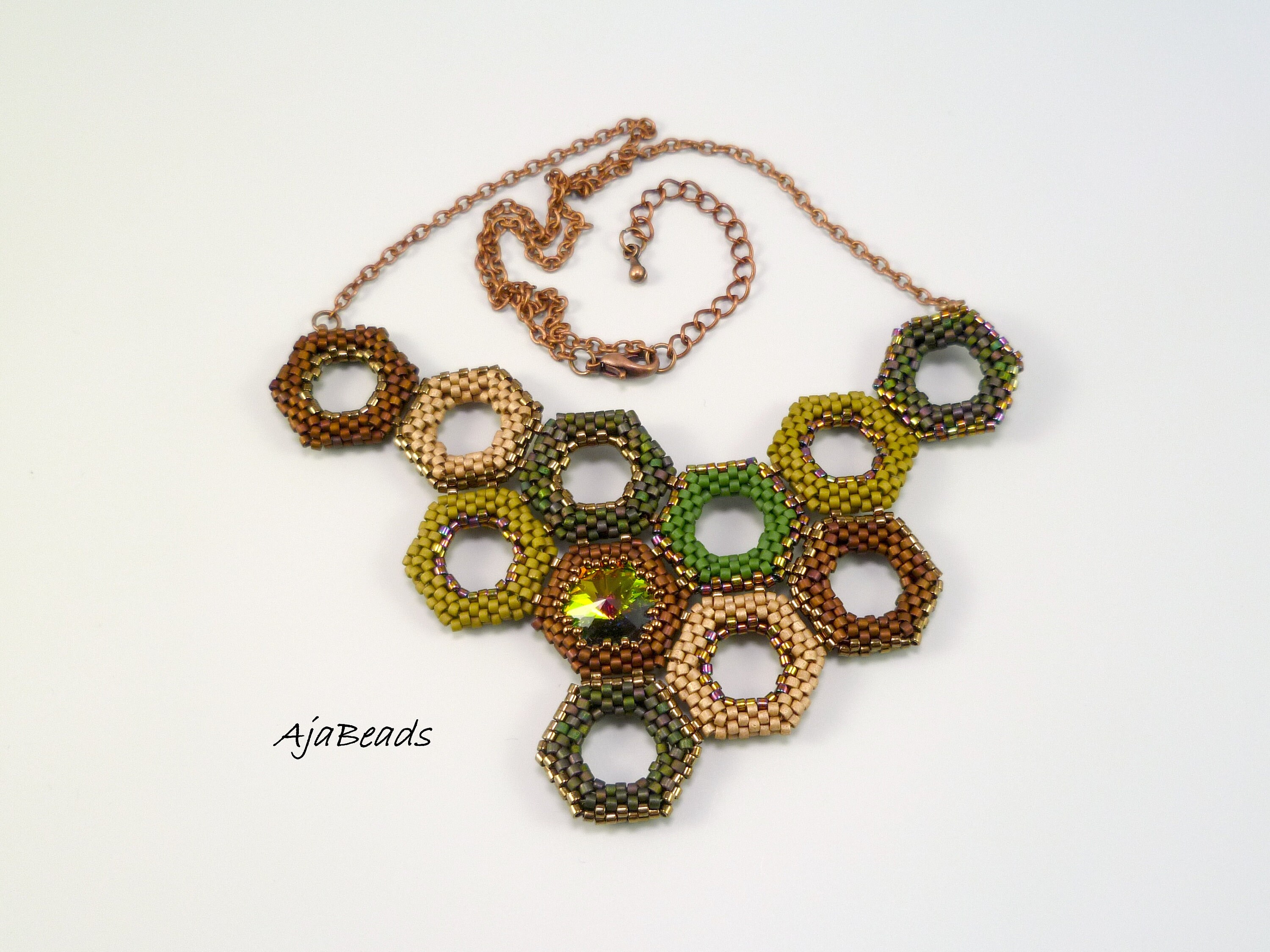 Beading Tutorial - Honeycomb - Beaded Necklace With Rivoli - Etsy
