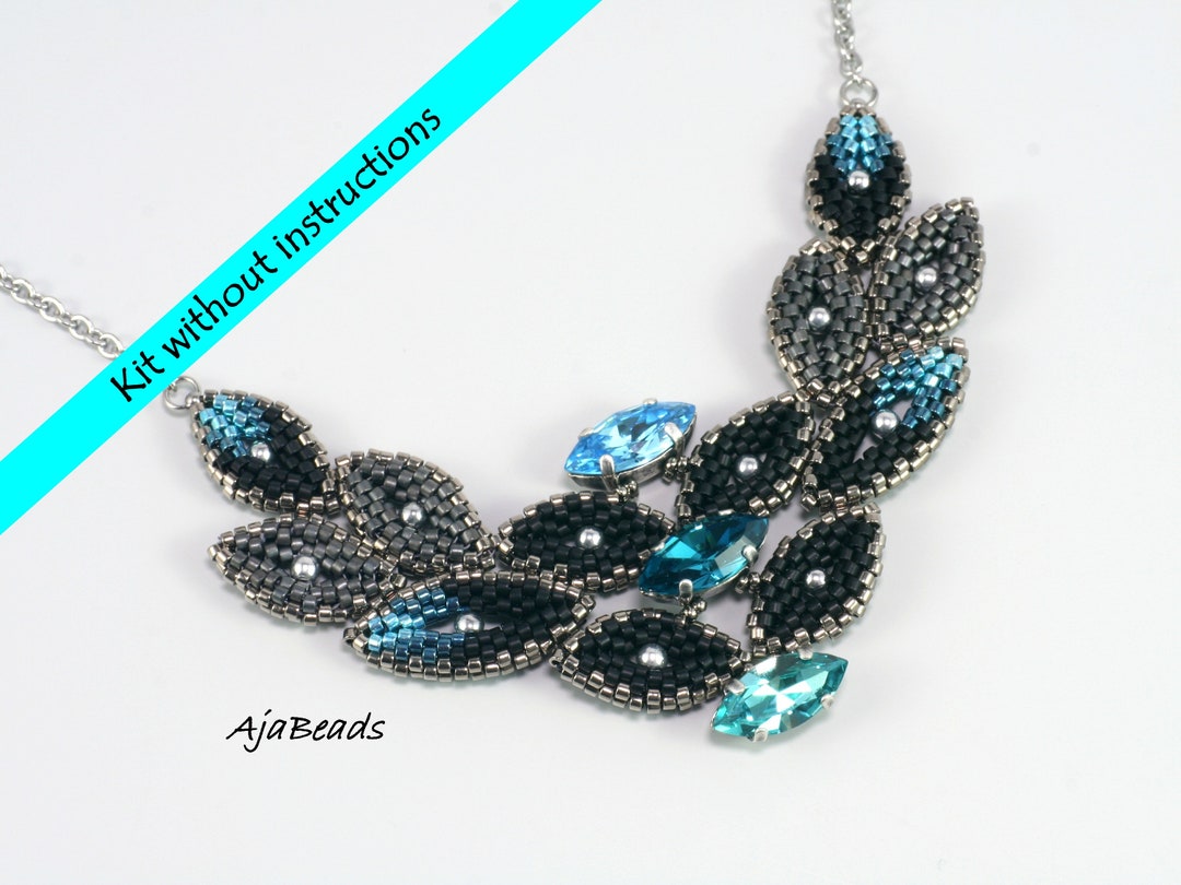 Nicky Necklace - Blue and Matte Black-grey - a Kit WITHOUT Instructions ...