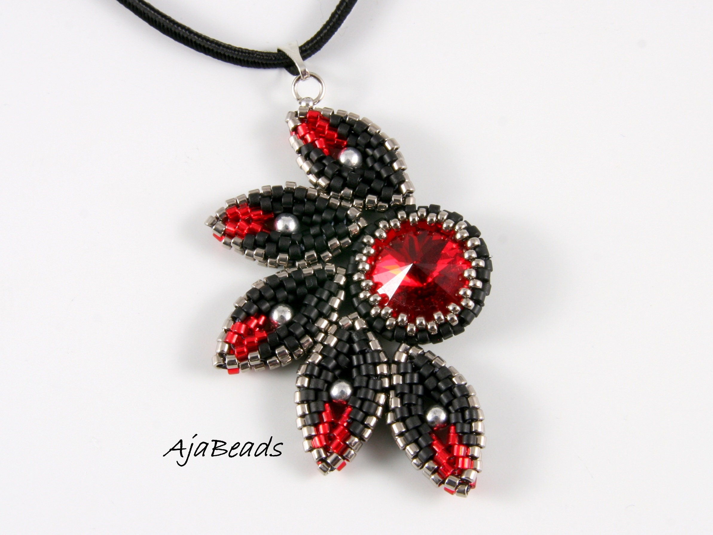 Beading Tutorial Sun Beaded Pendant With a Rivoli Incl. - Etsy