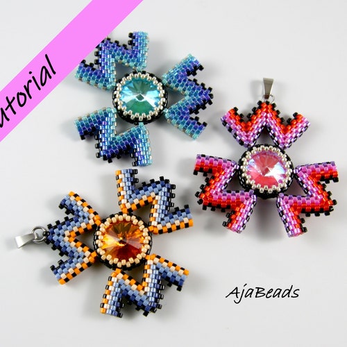 Beading Tutorial Sun Beaded Pendant With a Rivoli - Etsy