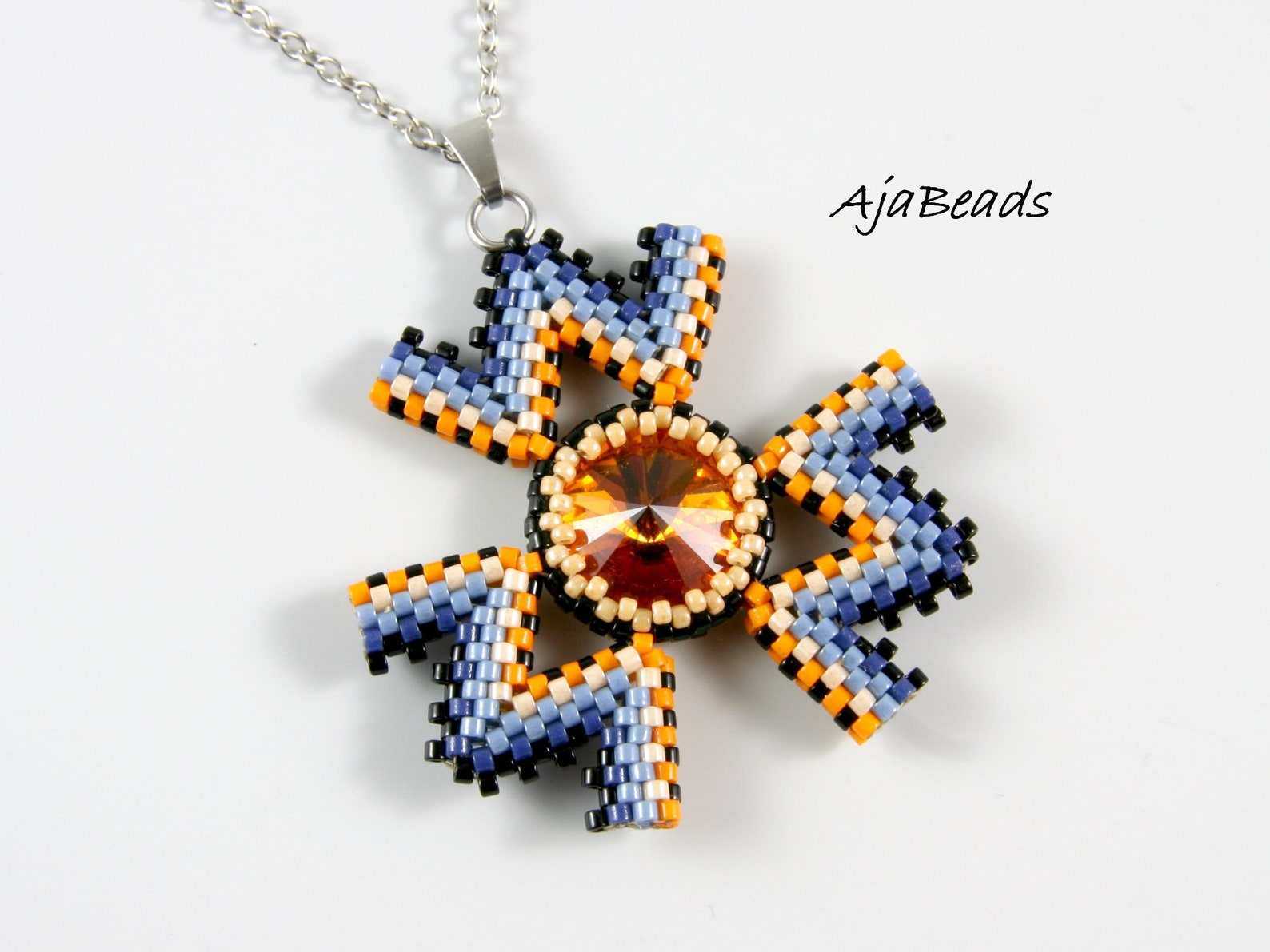 Beading Tutorial Wanda Pendant With Swarovski Rivoli - Etsy