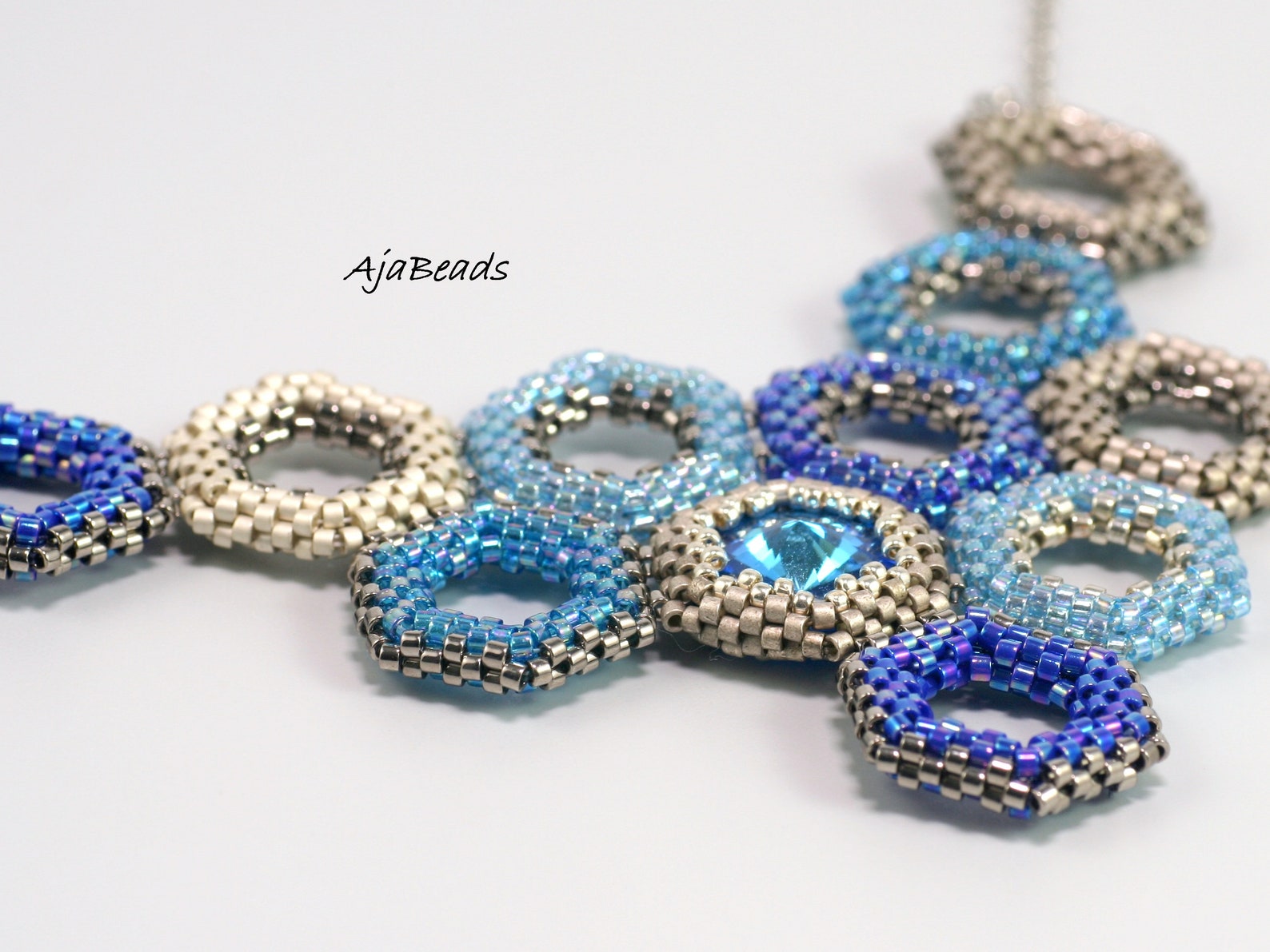 Beading Tutorial - Honeycomb - Beaded Necklace With Rivoli - Etsy