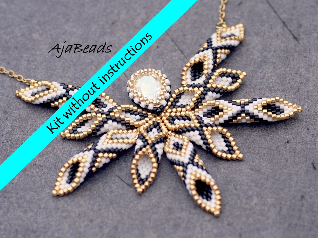Pterula Necklace - White-black-gold - a Kit WITHOUT Instructions - Etsy