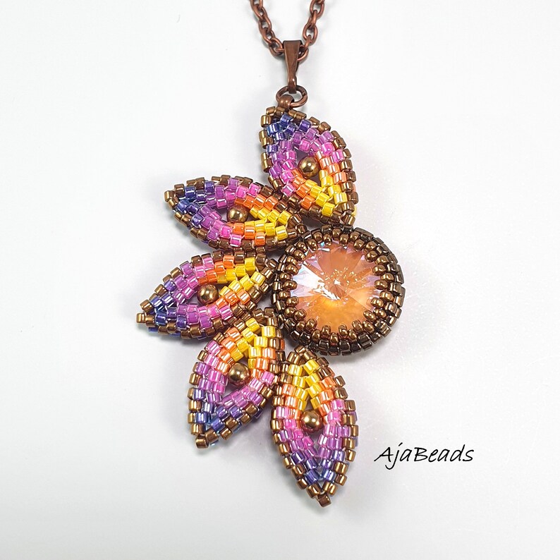Sun Beaded Pendant With Swarovski Rainbow - Etsy