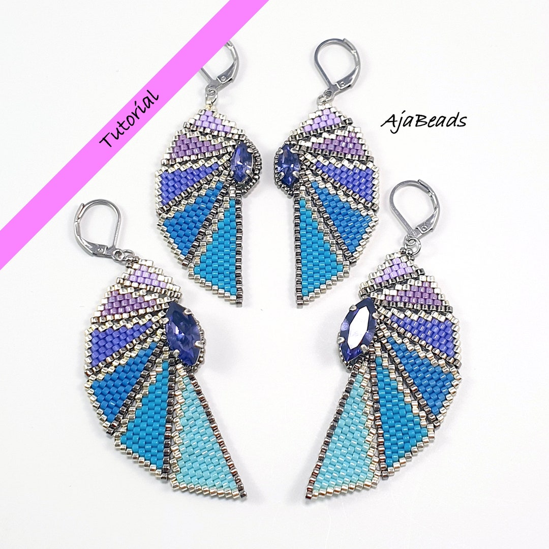 Beading Tutorial - Wings- Beaded Earrings in Two Sizes - Etsy