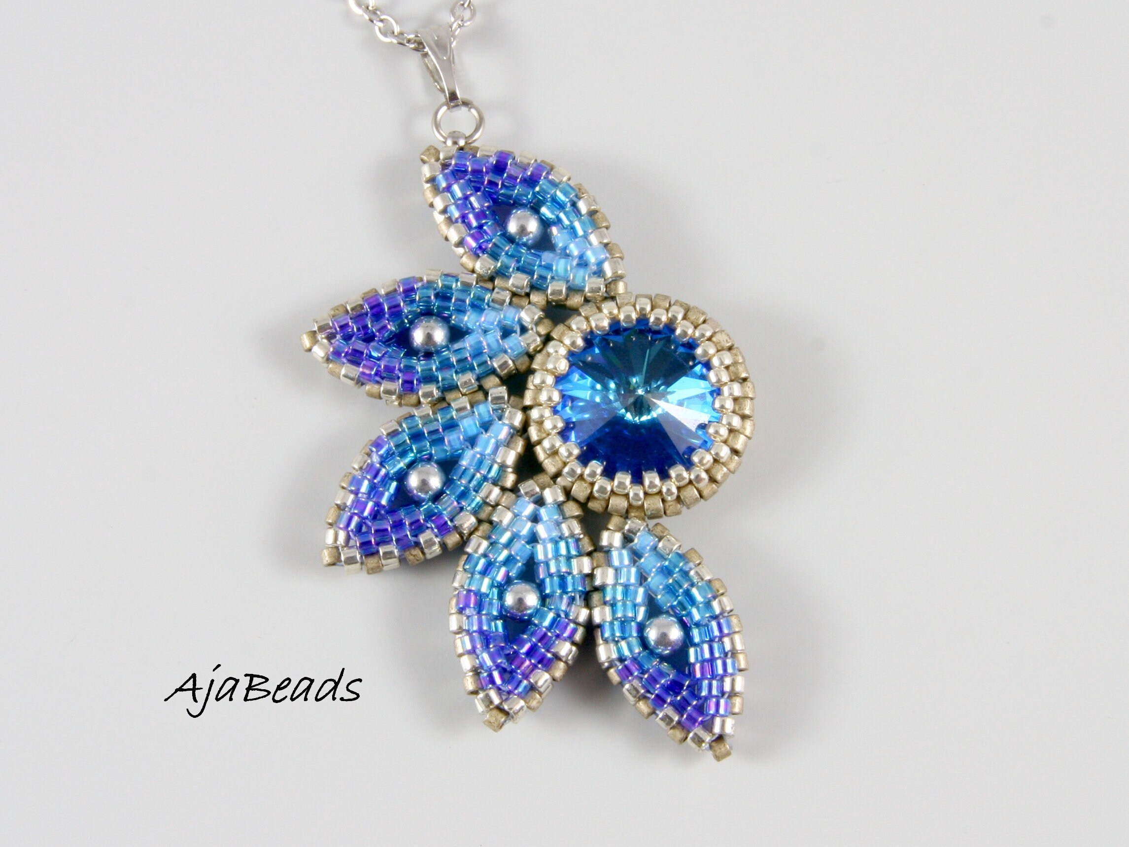 Beading Tutorial Sun Beaded Pendant With a Rivoli Incl. - Etsy