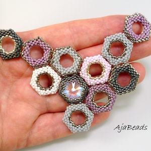 Beading Tutorial - Honeycomb - Beaded Necklace With Rivoli - Etsy