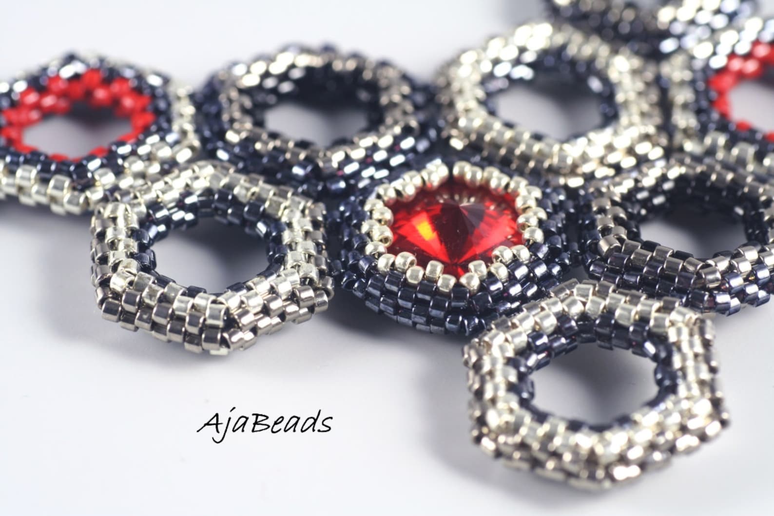 Beading Tutorial - Honeycomb - Beaded Necklace With Rivoli - Etsy