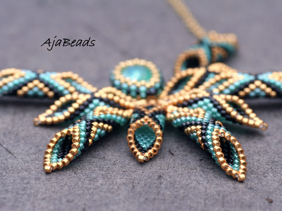 Pterula Necklace - Turquoise-black-gold - a Kit WITHOUT Instructions - Etsy