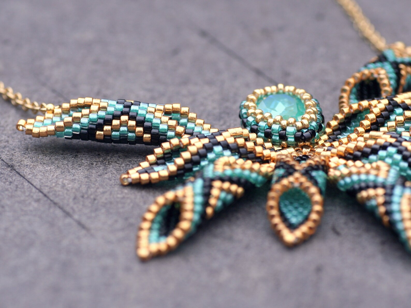 Pterula Necklace - Turquoise-black-gold - a Kit WITHOUT Instructions - Etsy
