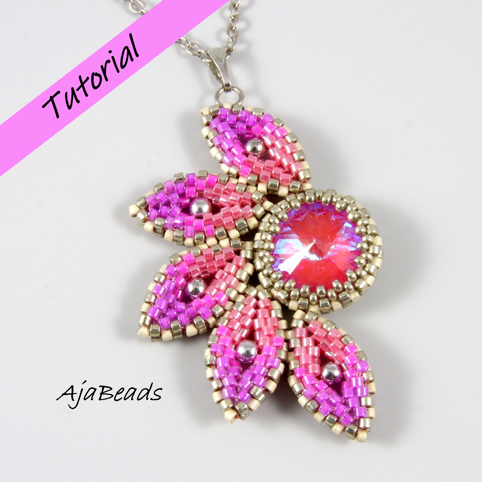 Beading Tutorial Sun Beaded Pendant With a Rivoli Incl. - Etsy
