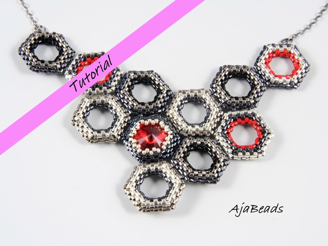 Beading Tutorial - Honeycomb - Beaded Necklace With Rivoli - Etsy