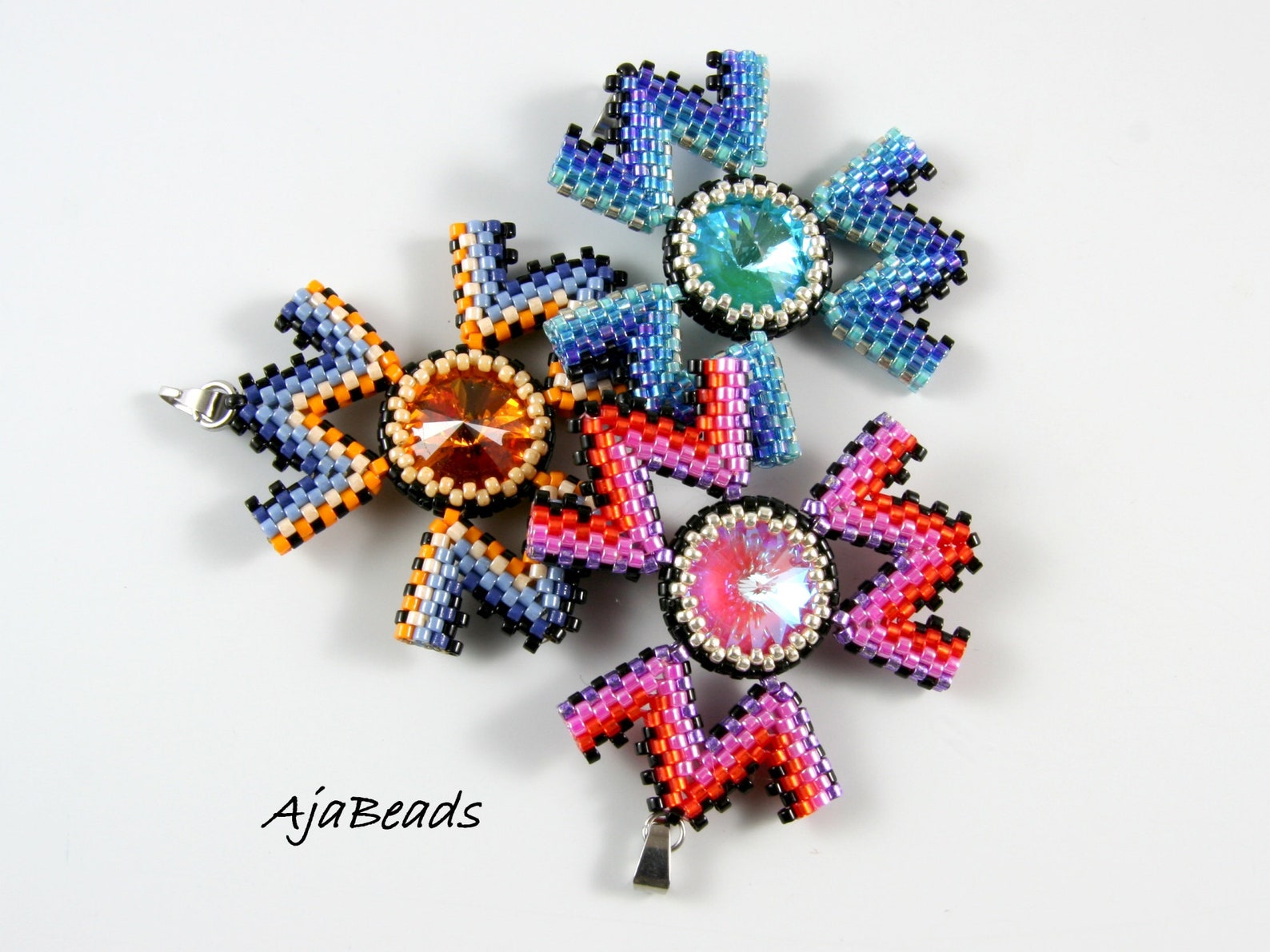 Beading Tutorial Wanda Pendant With Swarovski Rivoli - Etsy