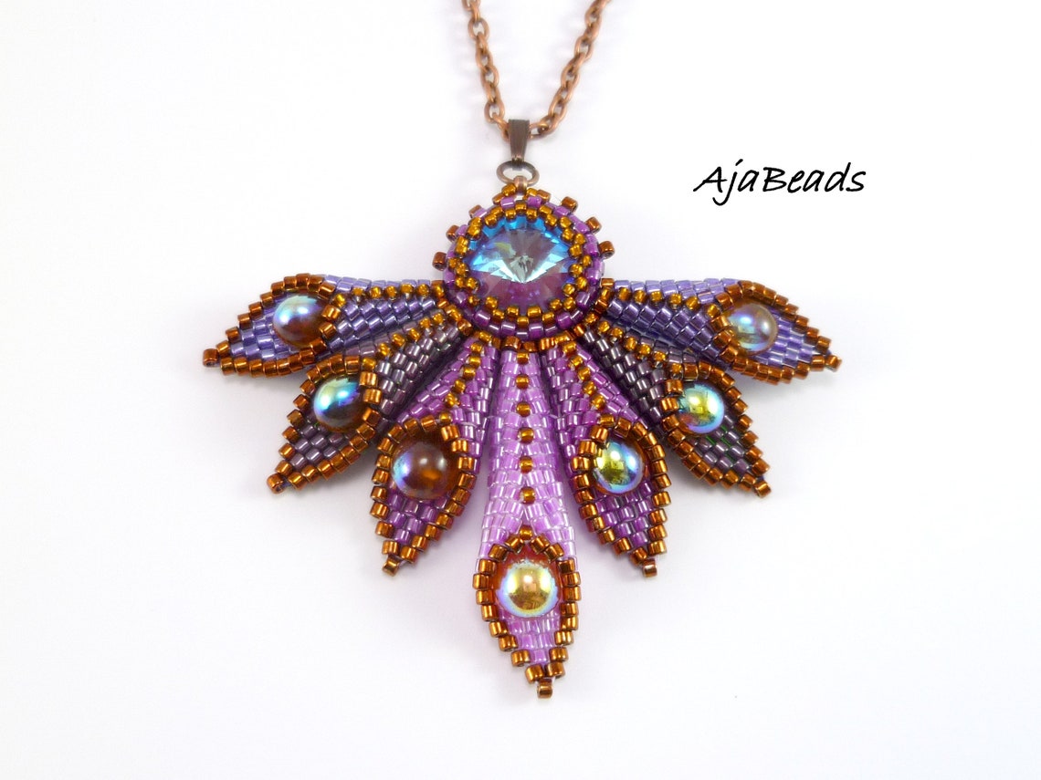 Beading Tutorial Olivia Beaded Pendant With Rivoli - Etsy
