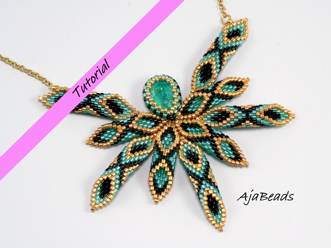 Beading Tutorial - Pterula - Beaded Necklace With a Drop - Etsy