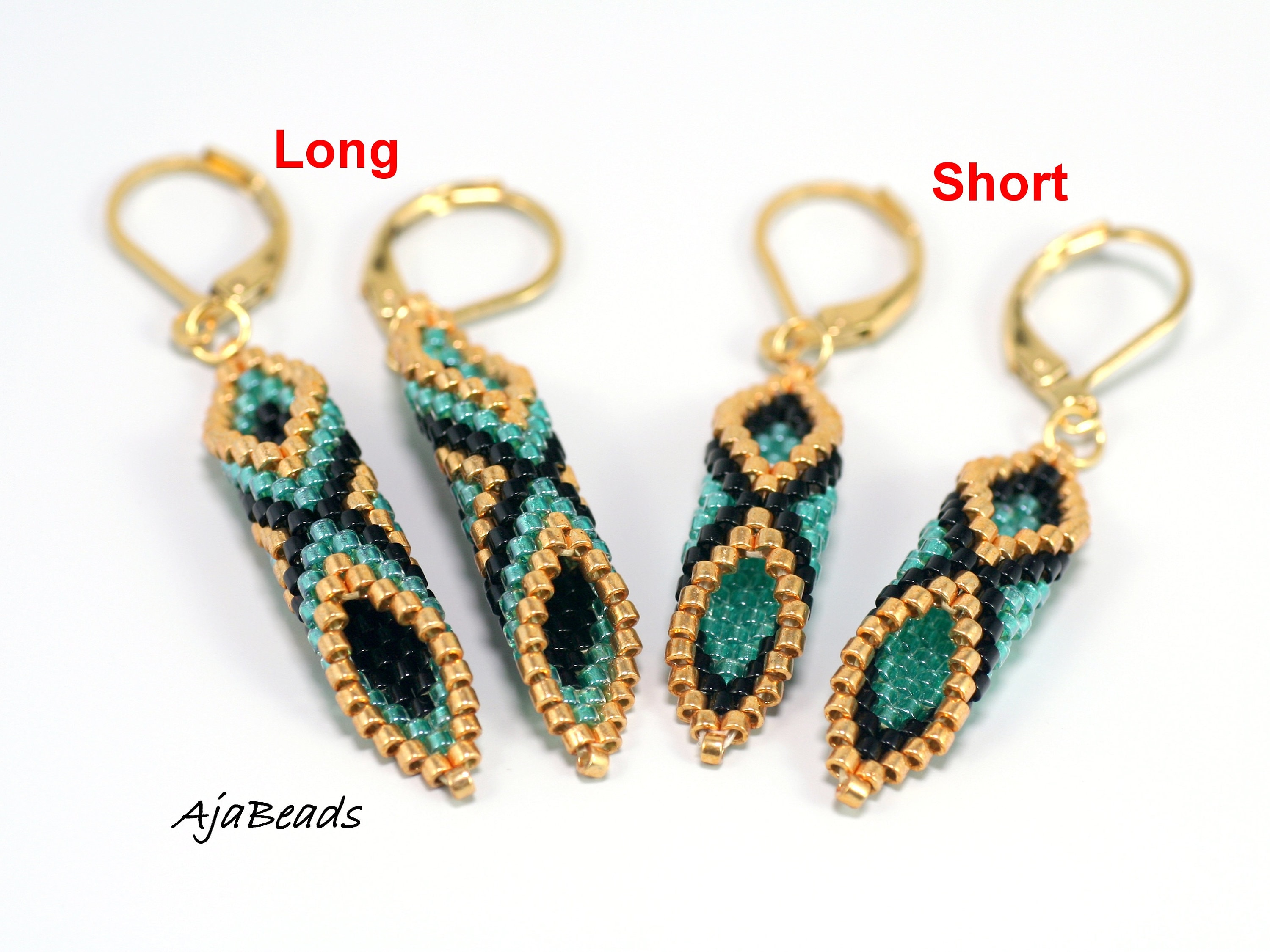 Pterula Earrings - Turquoise-black-gold - Two Versions - Etsy