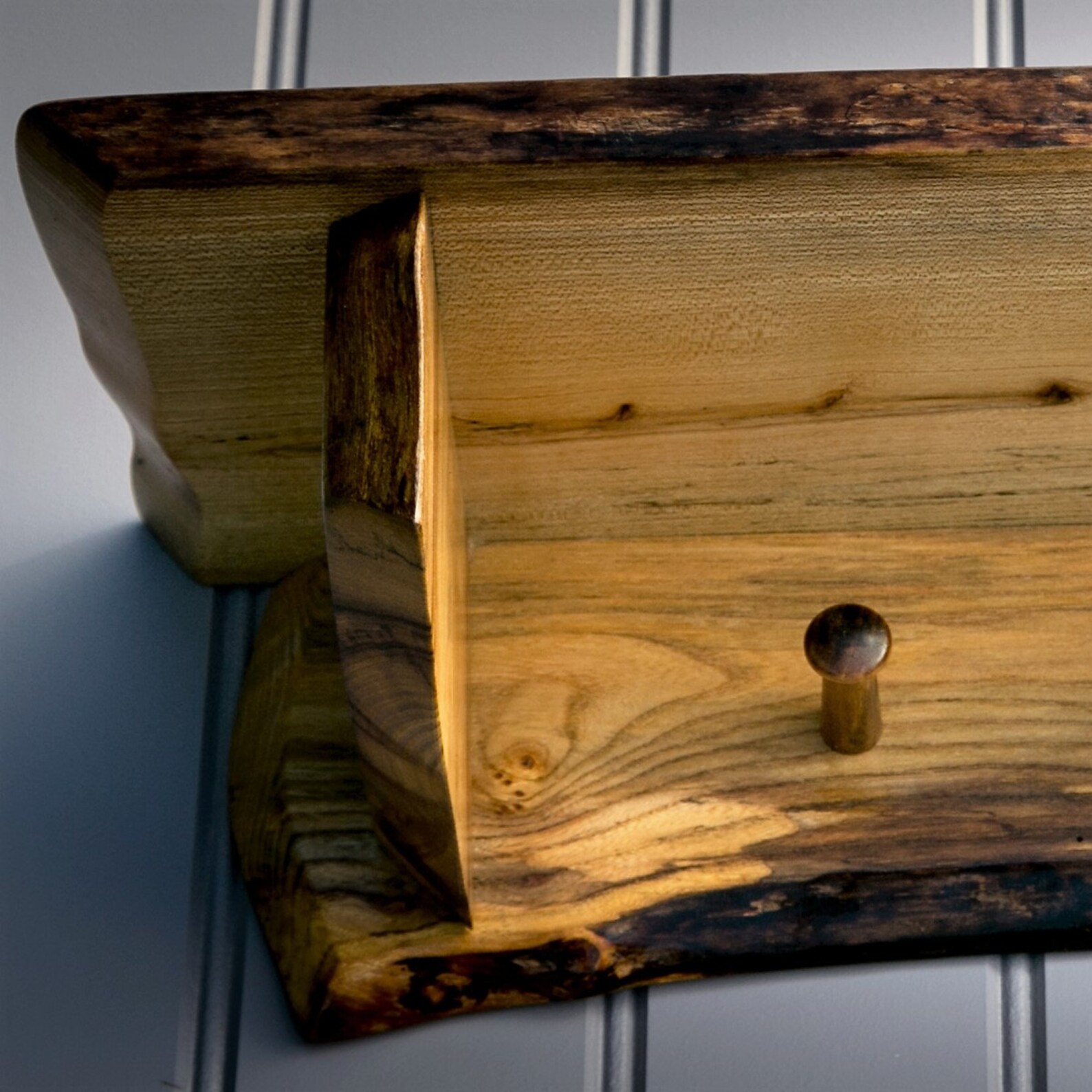 Live Edge Solid Wood Peg Board and Shelf Constructed Using Locally ...