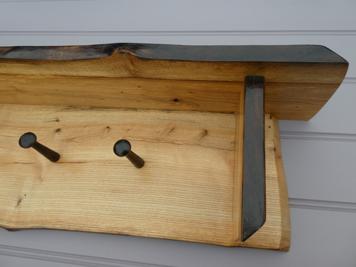 Live Edge English Elm Peg Boad With Shelf - Etsy