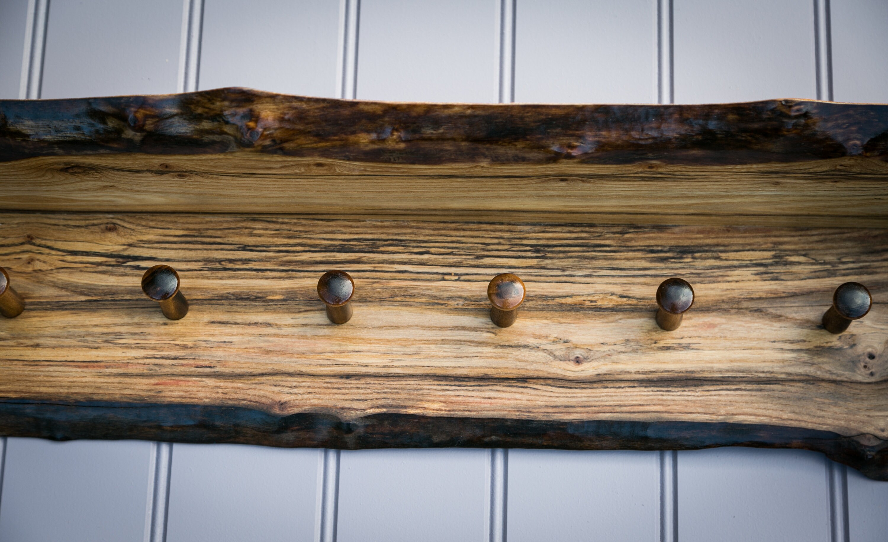 Live Edge English Elm Peg Board and Shelf - Etsy
