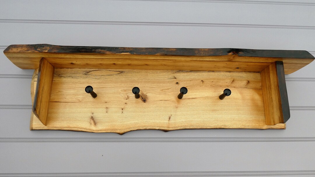 Live Edge English Elm Peg Boad With Shelf - Etsy