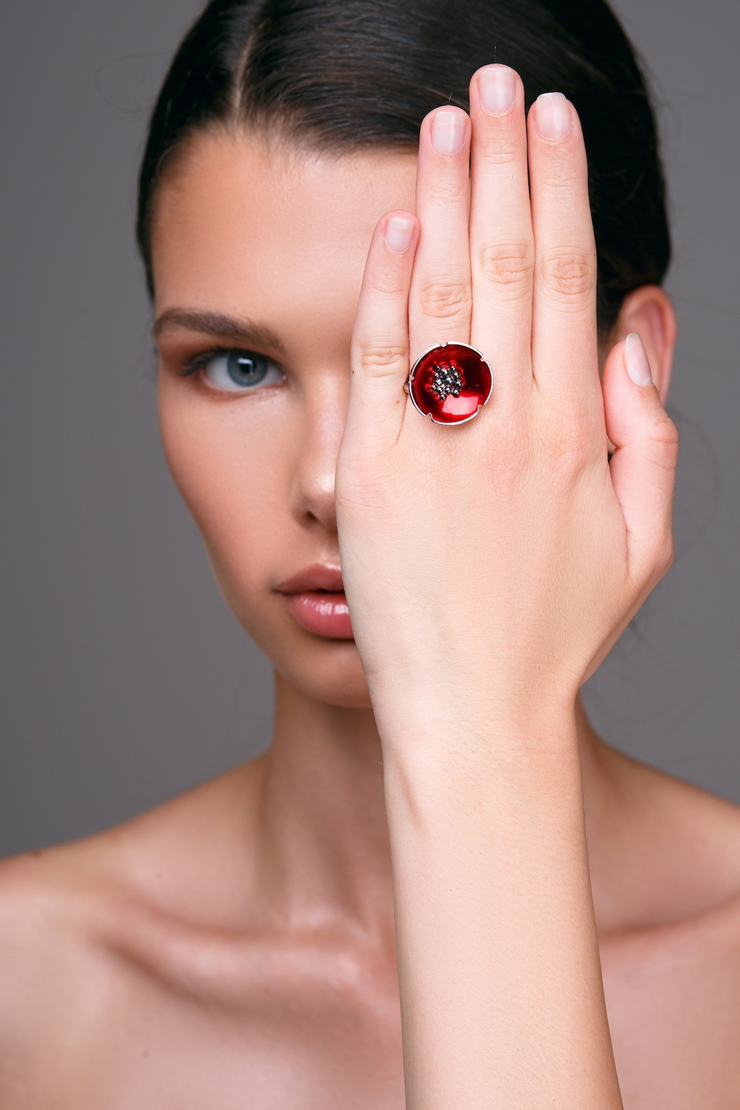 Sterling Silver Red Enamel Poppy Ring: Floral Blossom Jewelry - Etsy