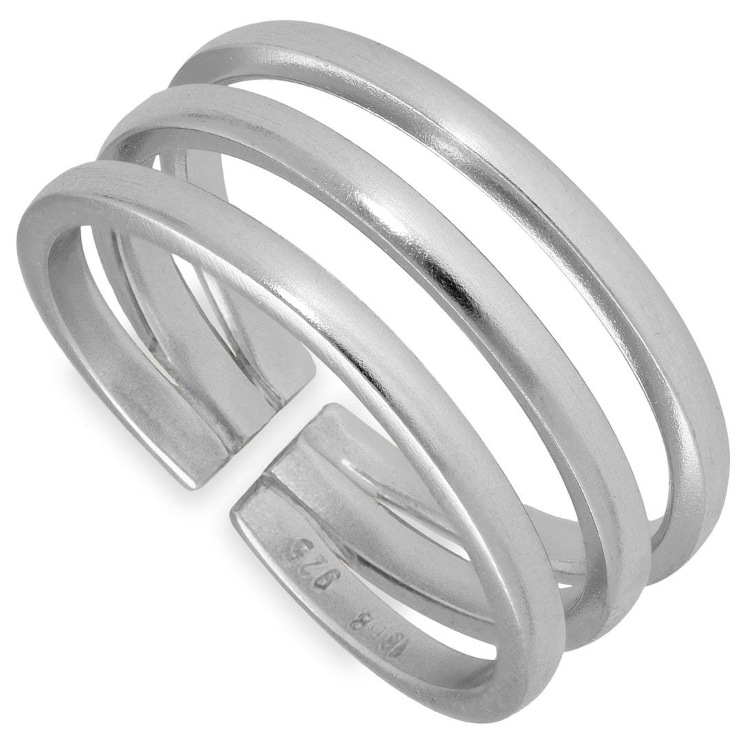 Sterling Silver Triple Band Ring: Gold & Rose Gold Stacking Jewelry - Etsy