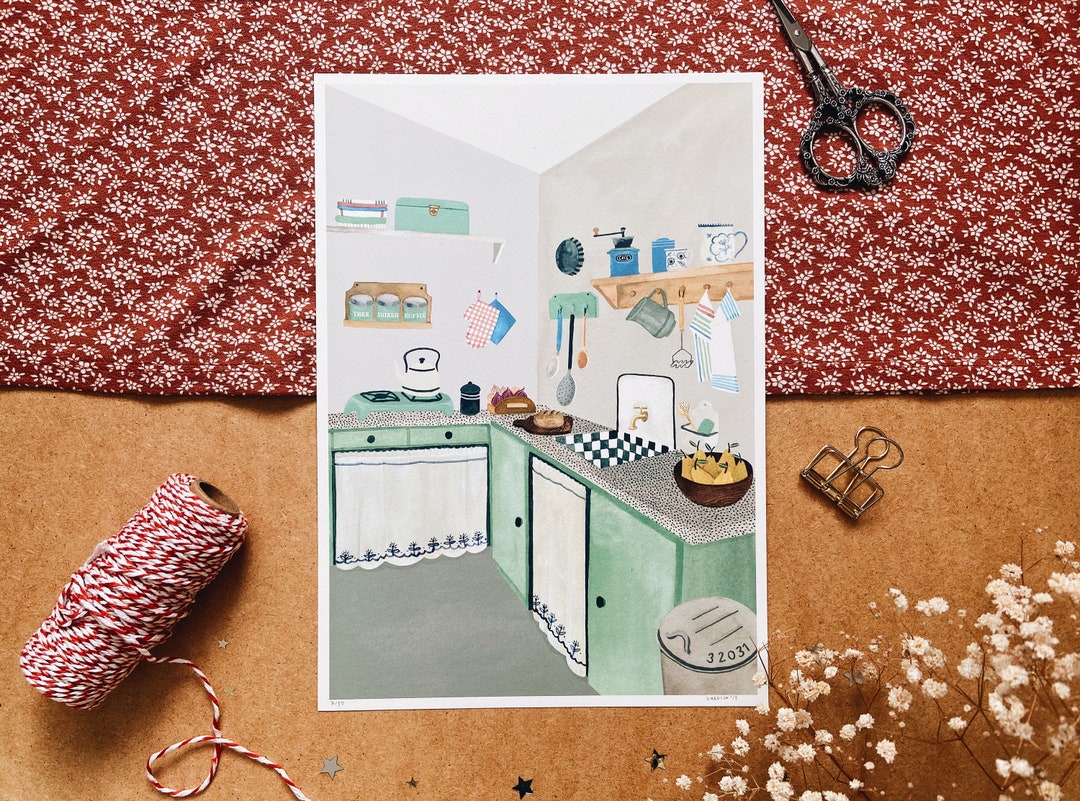 30's Kitchen A4 Print - Etsy