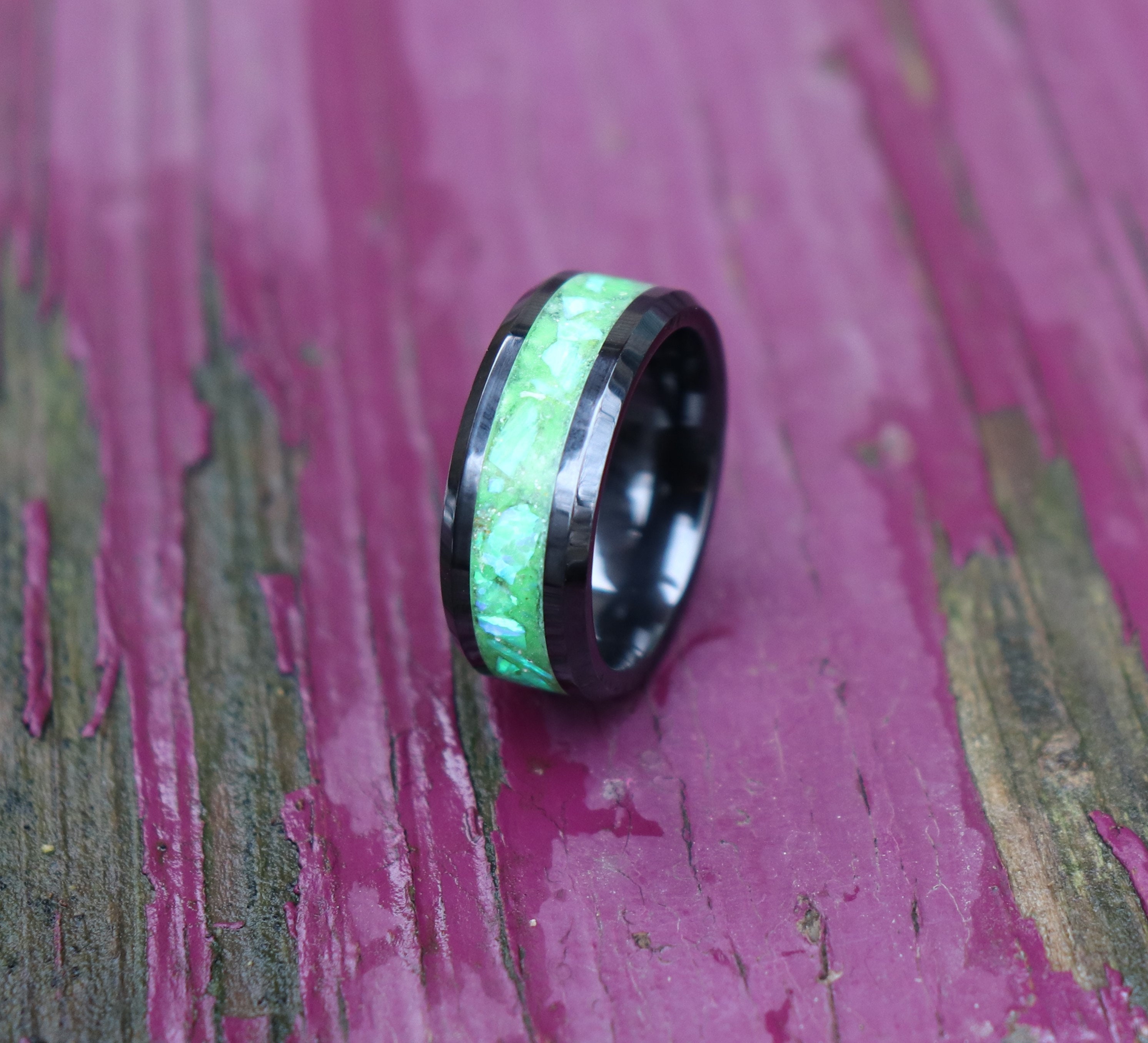RADIOACTIVE GREEN Opal Stone Inlay Black Ceramic Green - Etsy UK