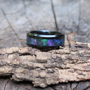 GALAXY, Blue Deep Space Opal, Meteorite, Iodite, Sapphire, Stone Inlay ...