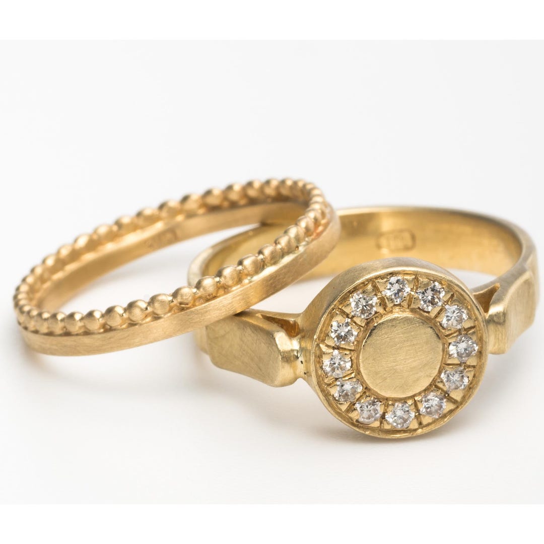 Diamonds Wedding Rings Set 18k Gold - Etsy