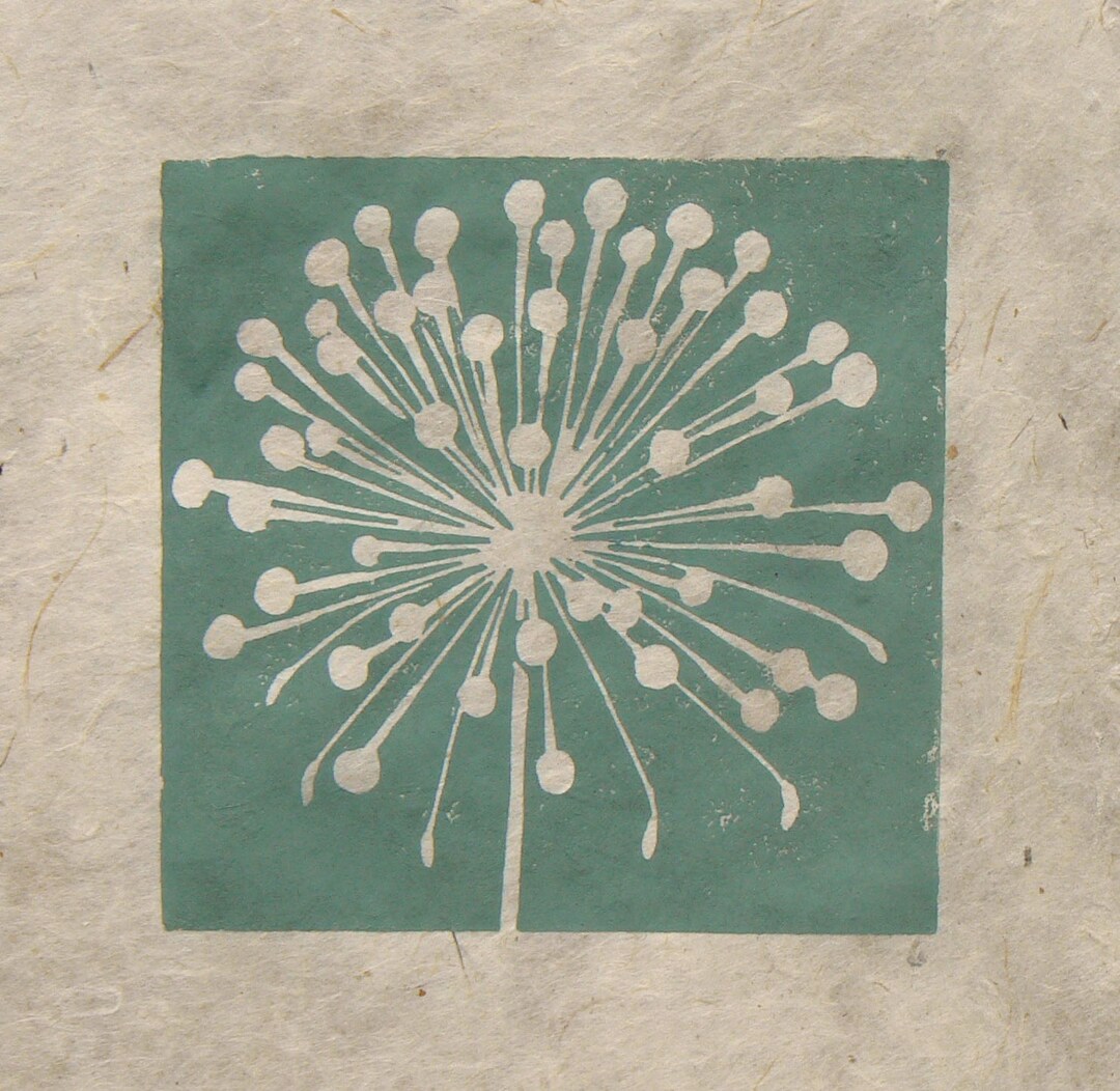 Allium Seed Head Mini Linocut Print - Etsy