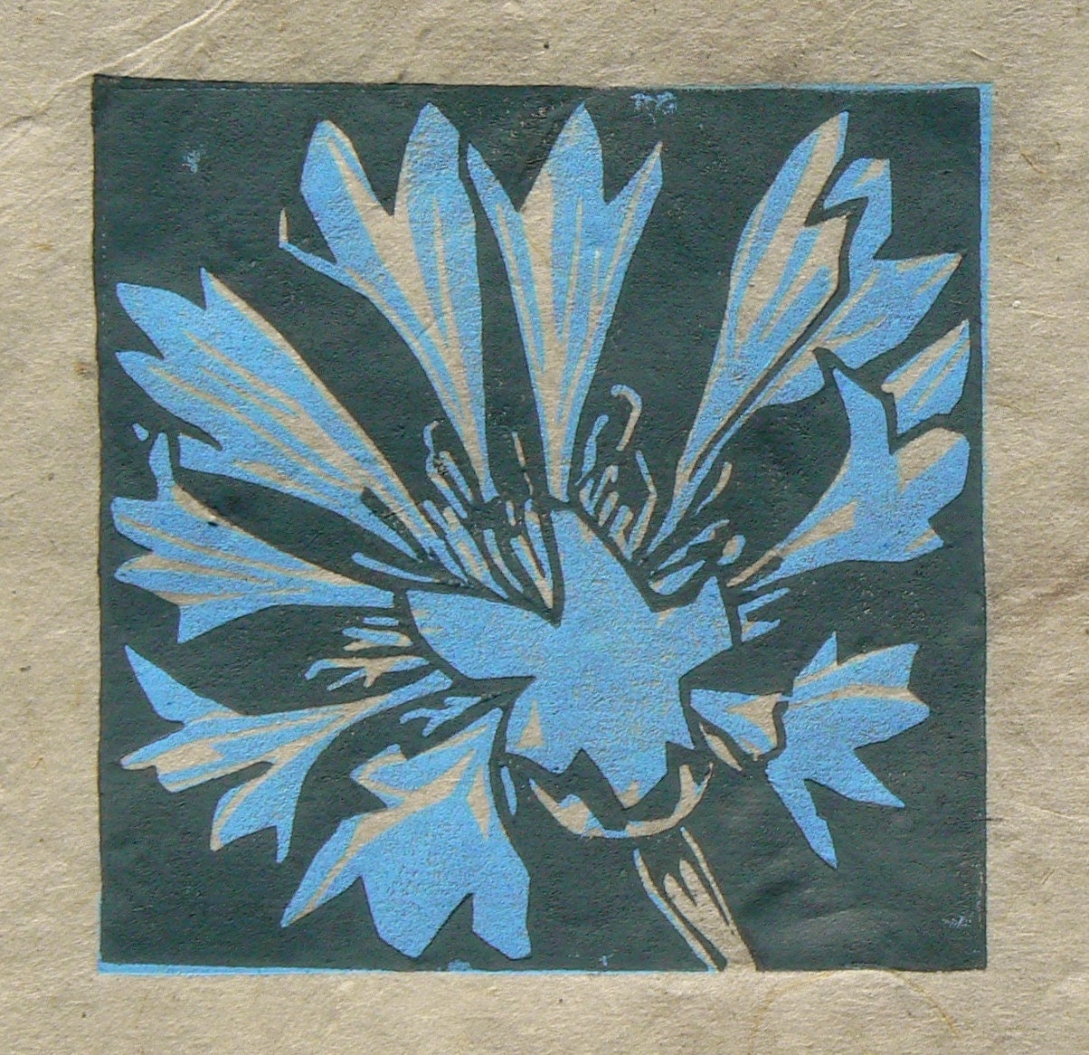 Cornflower Mini Linocut Print - Etsy
