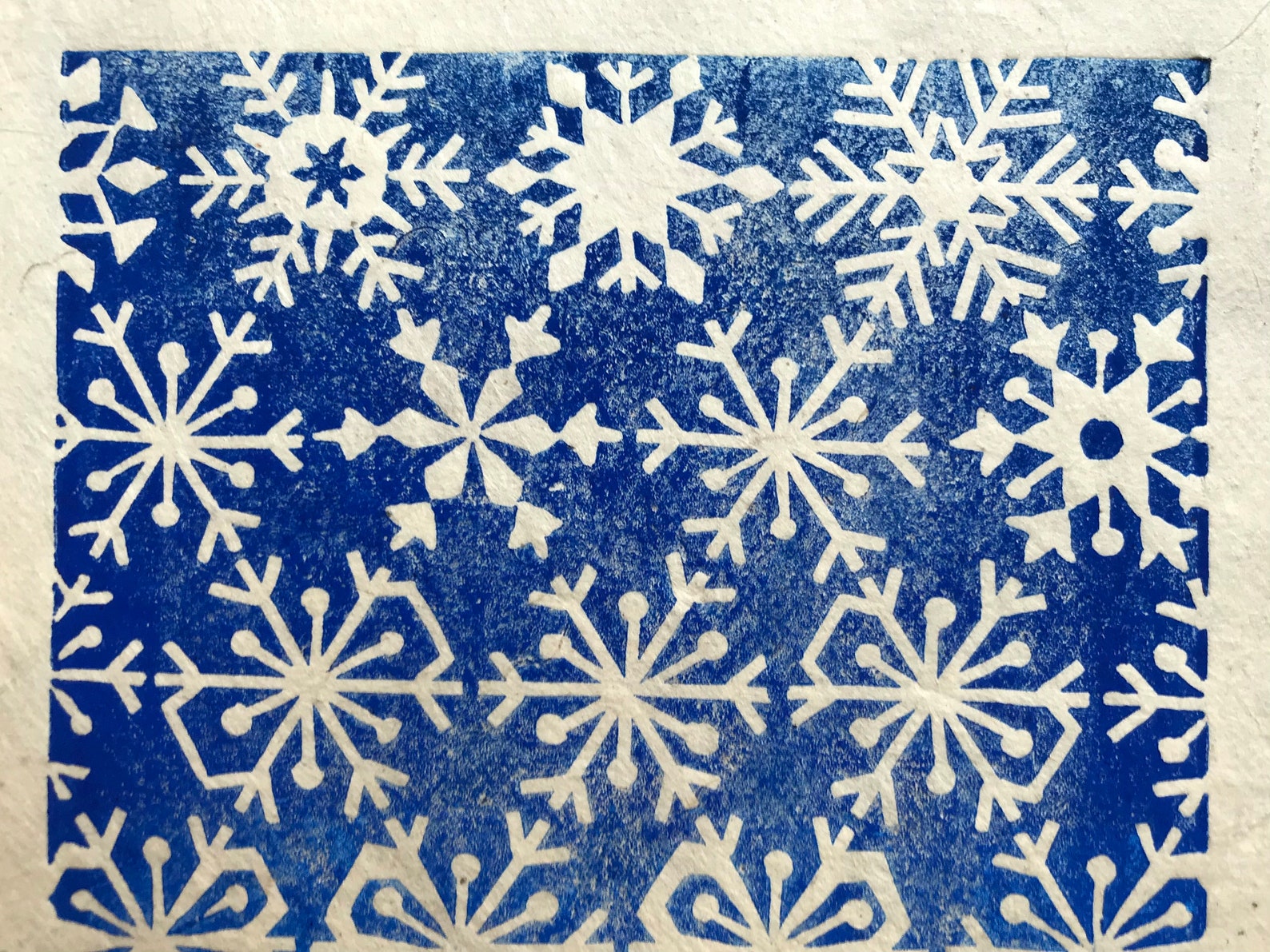 Snowflakes & Butterflies Linocut Print | Etsy